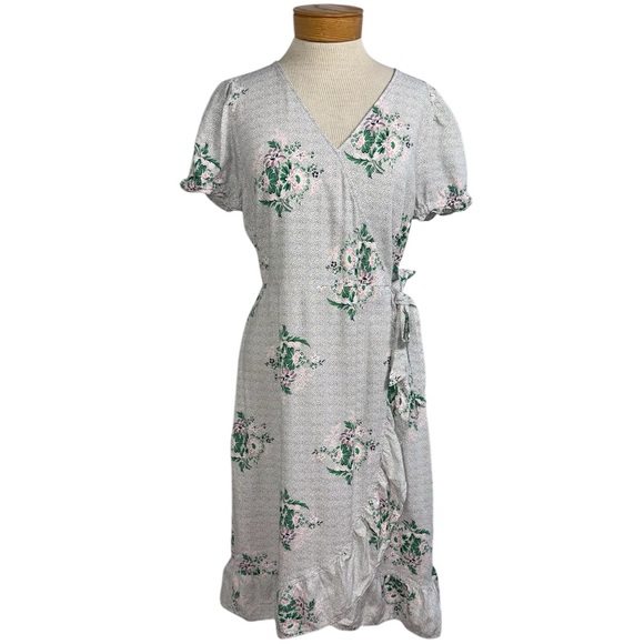 LOFT | Dresses | Loft 2 Petite Ruffle Linen Floral Print Faux Wrap ...